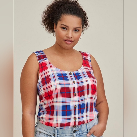 torrid | Tops | Torrid Red White And Blue Plaid Button Front Tank ...